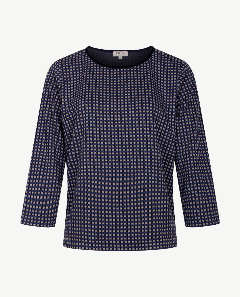 Erfo - Jersey top ronde hals - Zwart, beige en blauwen – DRESSYOURPARENTS